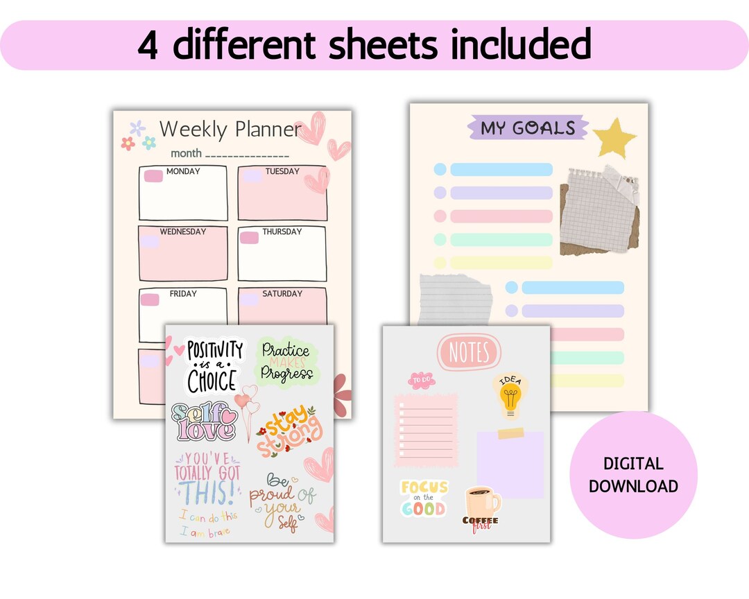 Beginners Weekly Planner Featuring Positive Affirmation Quotes Notes ...