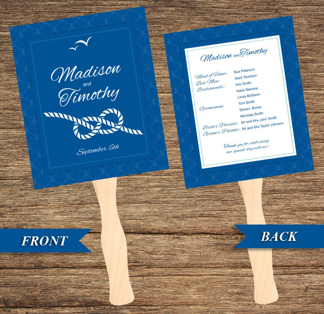 Nautical Fan and Wedding Program Bot-01-fp-digital Download - Etsy