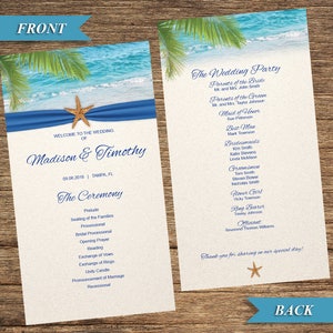 Beach Wedding Program Bch-20-wp-digital Download - Etsy