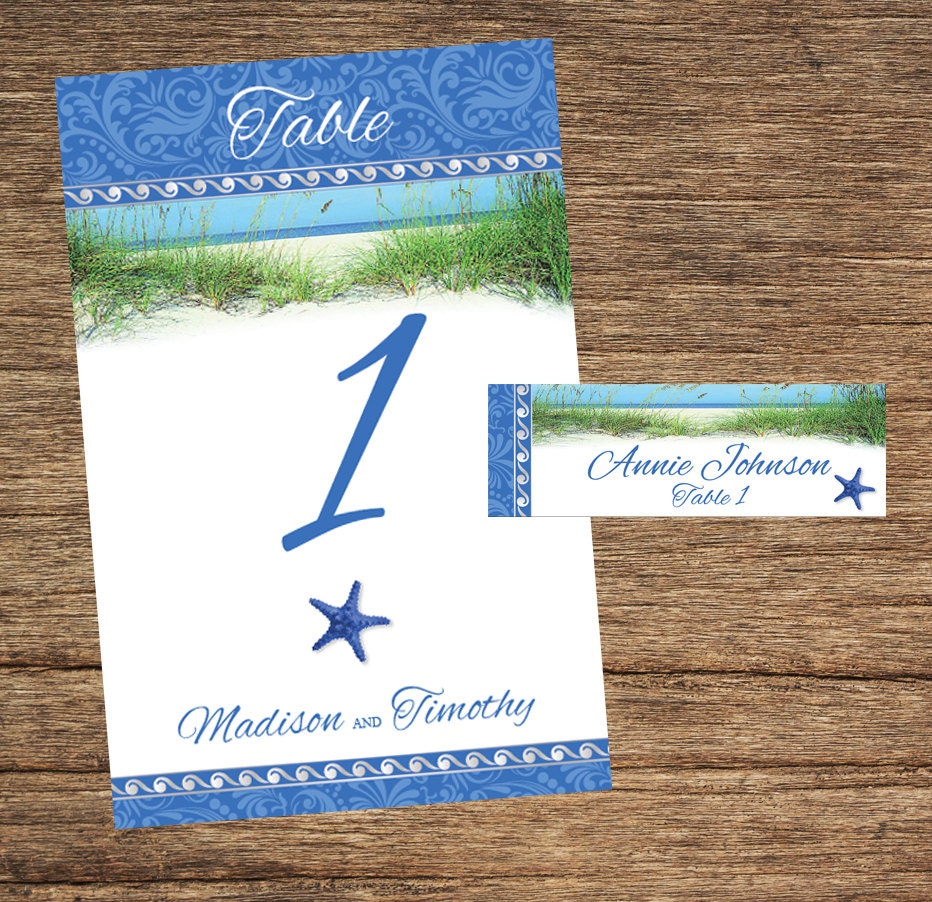Beach Table Numbers and Place Cards Bch-07-digital Download - Etsy