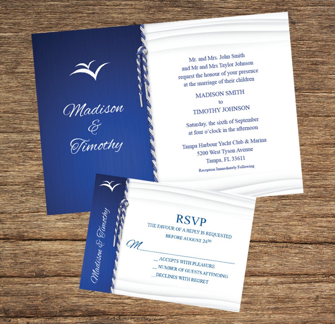 Bot-08-inv-rc-digital Download Nautical Invitation and Respond Card - Etsy