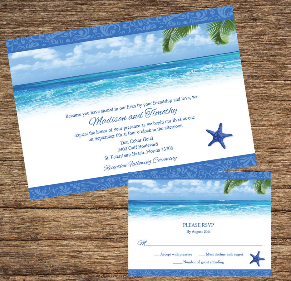 Beach Invitation and Respond Card Bch-09-inv-rc-digital Download - Etsy