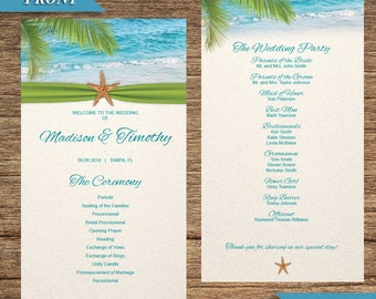 Beach Wedding Program Bch-20-wp-digital Download | Etsy