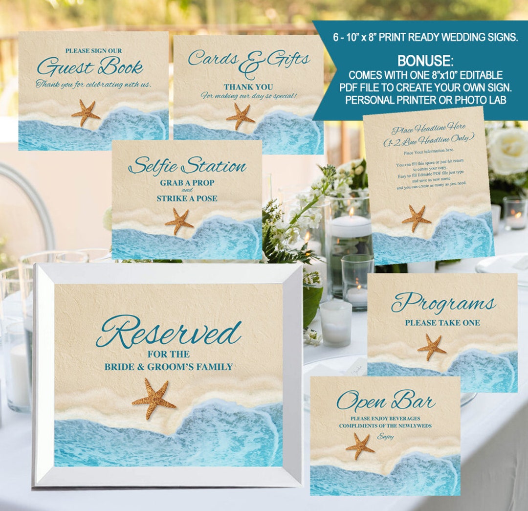 Bch-02-ts-digital Download Beach Wedding Table Signs Ready to Print - Etsy