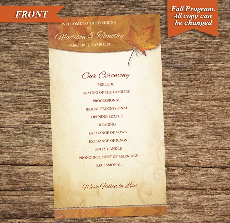 Fall-06-wp-fall Wedding Program Digital Download - Etsy