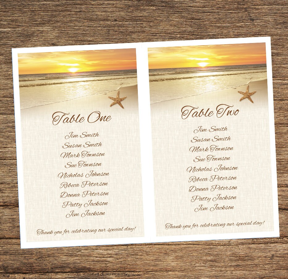 Beach Wedding/party Seating Chart Bch-22-tcs-tcn-digital - Etsy
