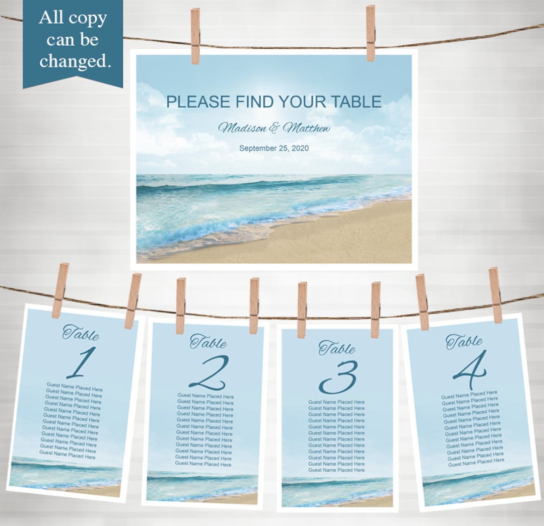 Bch-26-tcs-tcn-digital Download Beach Wedding/party Seating Chart - Etsy