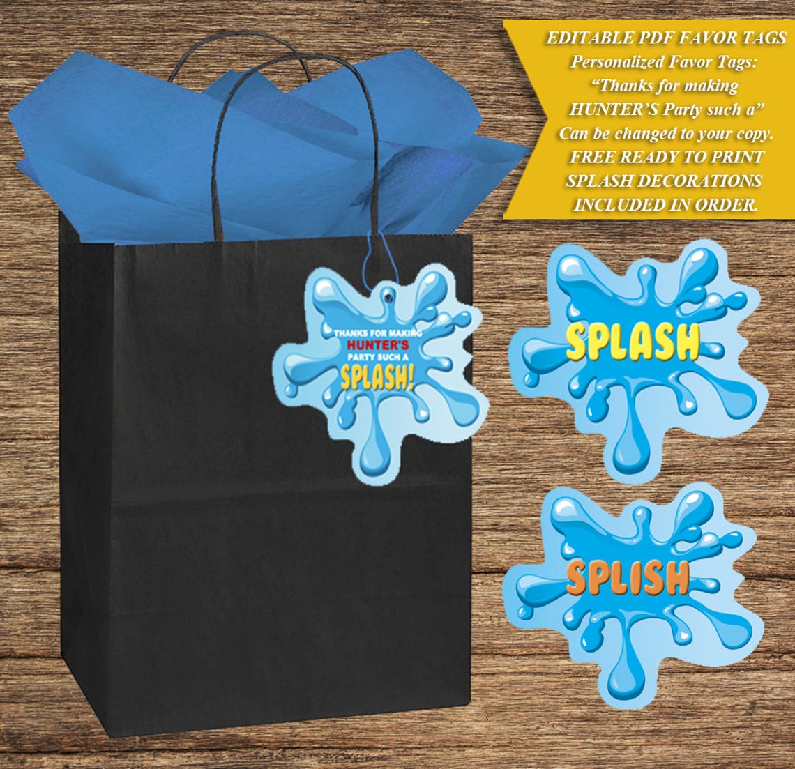 Kb-10-ft-digital Download Pool Spash Favor Card Tags - Etsy