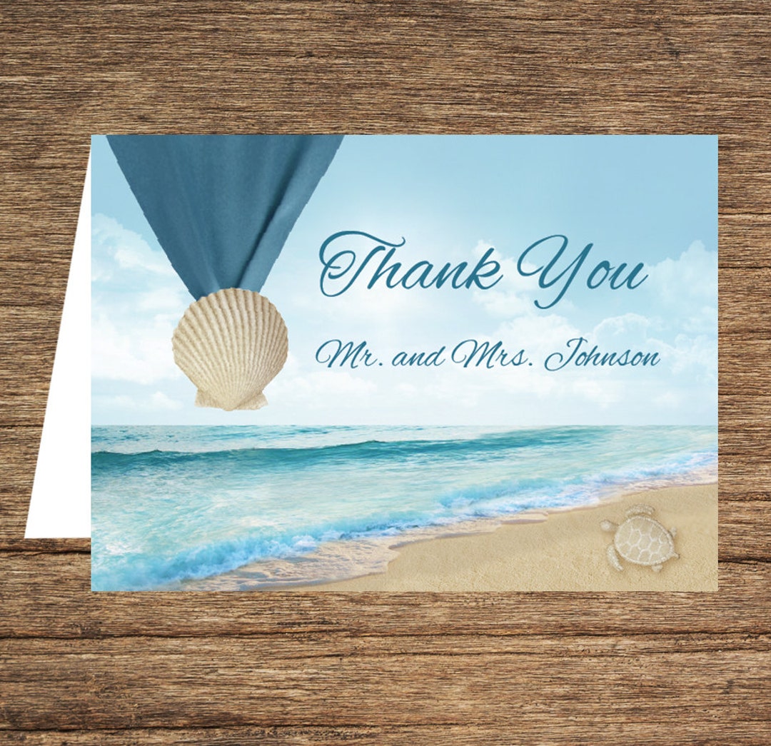 Beach Thank You Card Bot-06-ty-digital Download - Etsy