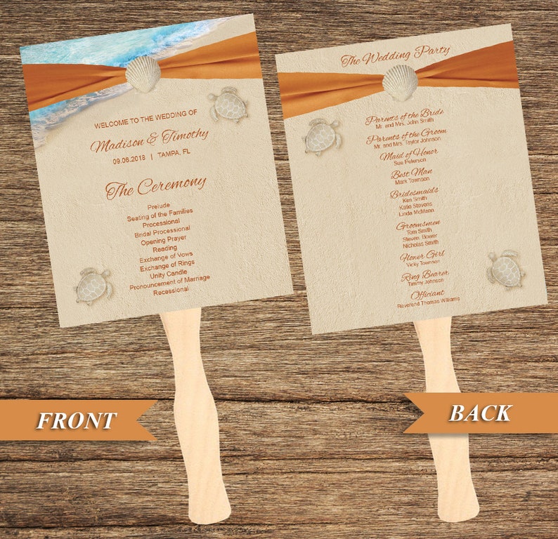 Beach Fan and Wedding Program Bch-18-fp-digital Download - Etsy