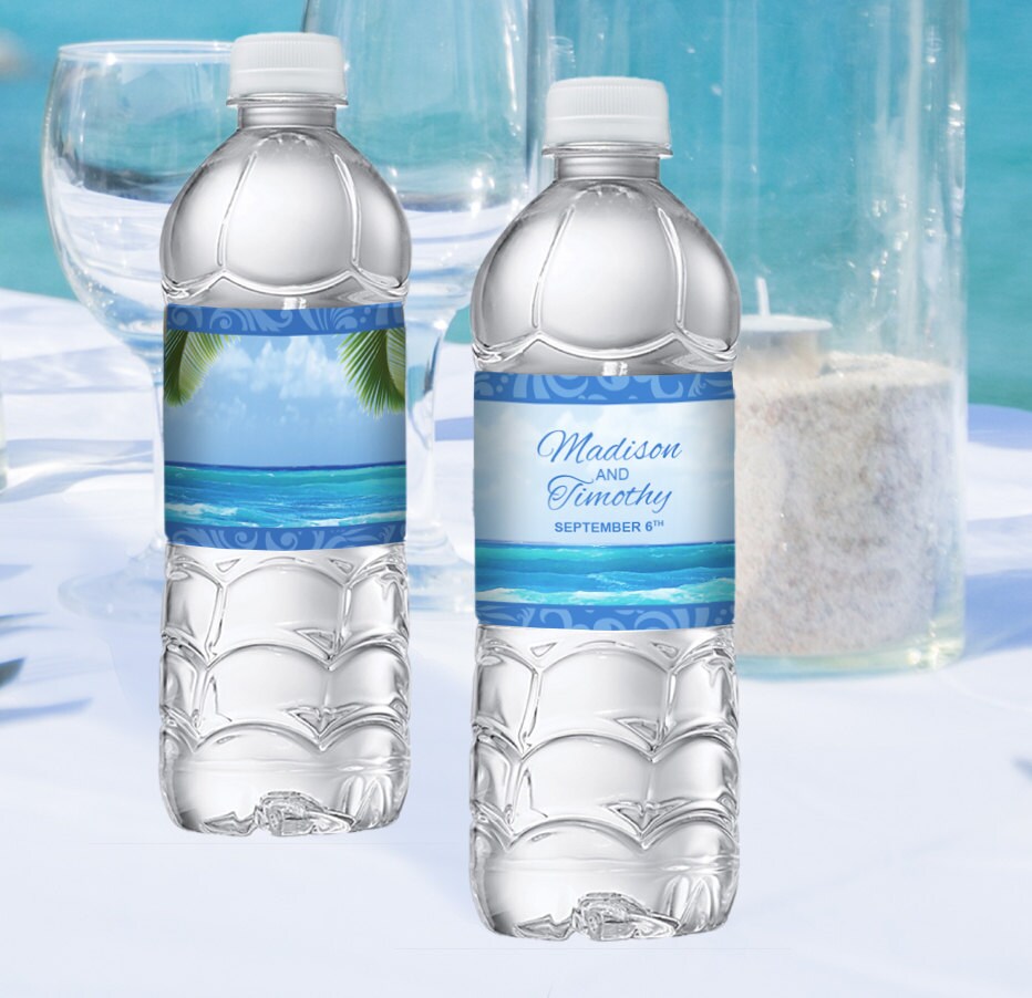 BCH_09 Beach Personalized Water Bottle Labels Editable Digital Download ...