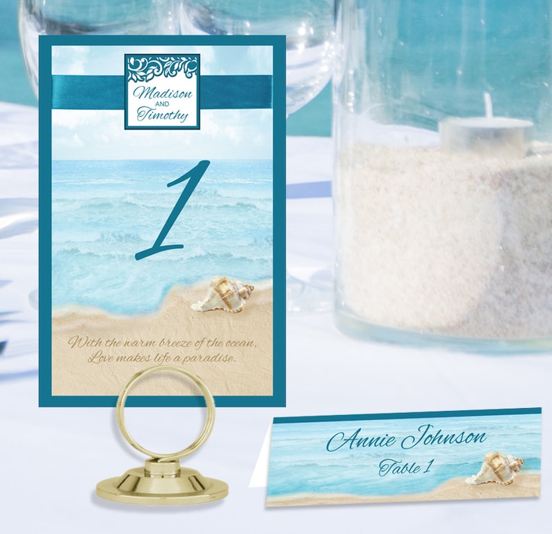 Beach Table Number and Place Cards Bch-04-tn-pc-digital - Etsy