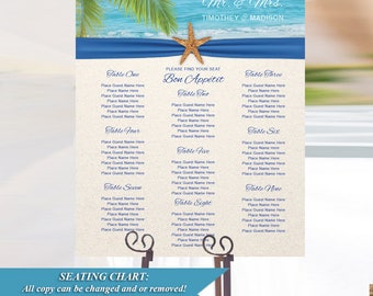 Beach Wedding/Party Seating Chart BCH-02-SPC-Digital Download | Etsy