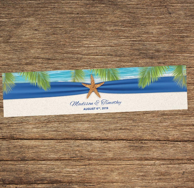 Starfish, Beach and Ribbon Waterbottle Label Bch-20-wbl-digital ...