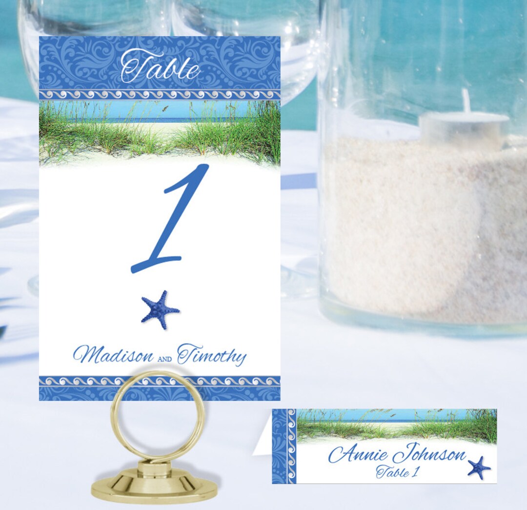 Beach Table Numbers and Place Cards Bch-07-digital Download - Etsy