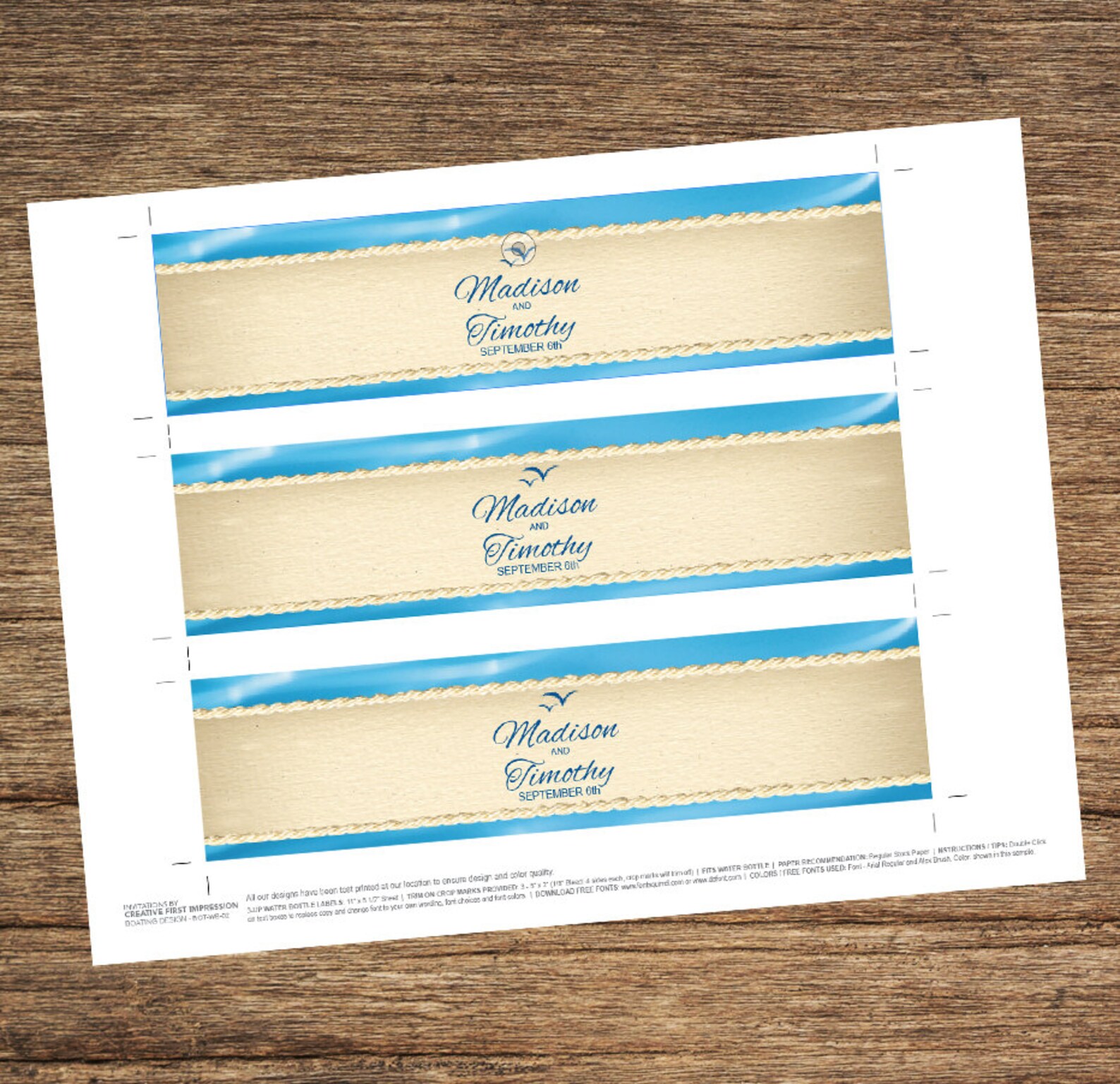 Nautical Water Bottle Labels Bot-02-wbl-digital Download - Etsy