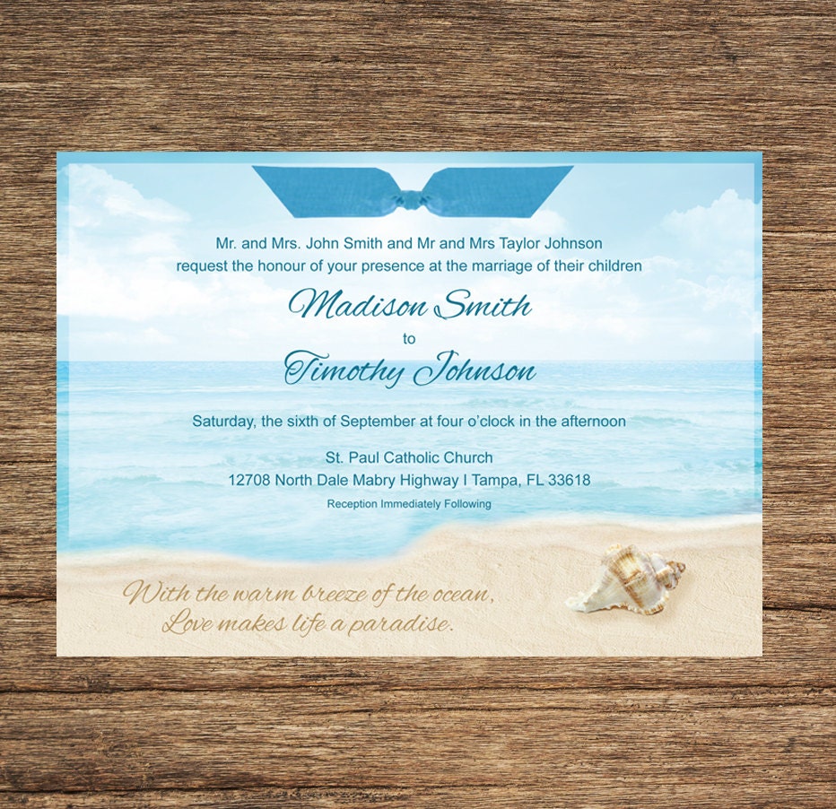 Beach Invitation (invitation Add Your Own Ribbon ) and Respond Card Bch ...