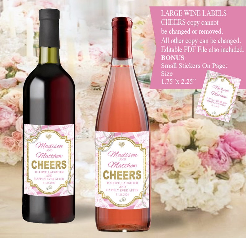Ed-01-lwl-digital Download Pink Pearls Large Wine Labels - Etsy