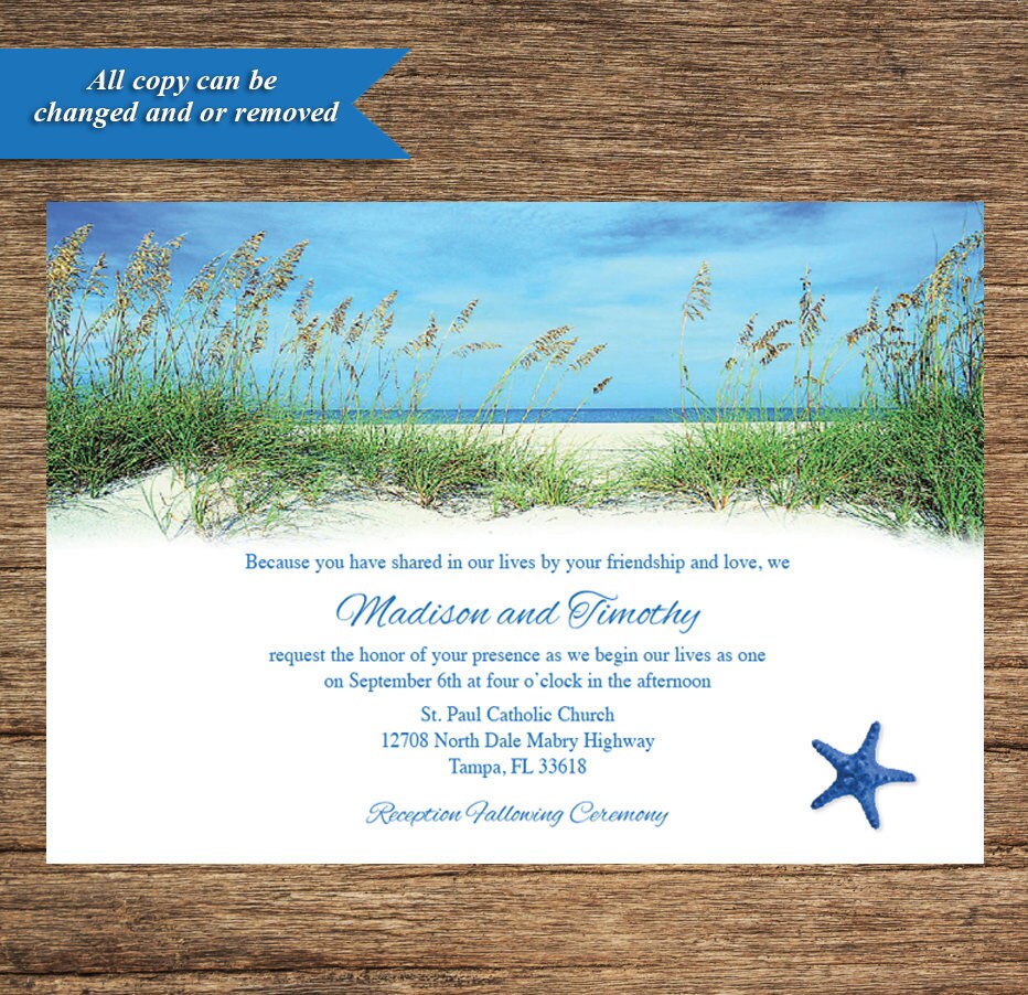Beach Ocean Invitation and Respond Card Bch-25-inv-rc-digital Download ...