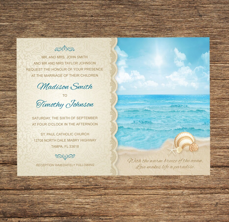 Beach Invitation and Respond Card Bch-05-inv-rc-digital Download - Etsy