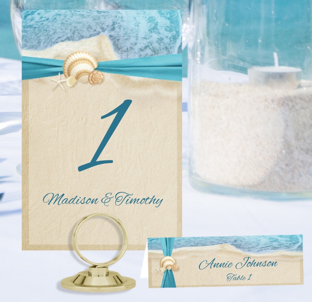 Beach Table Number and Place Card Bch-10-tn-pc-digital Download - Etsy