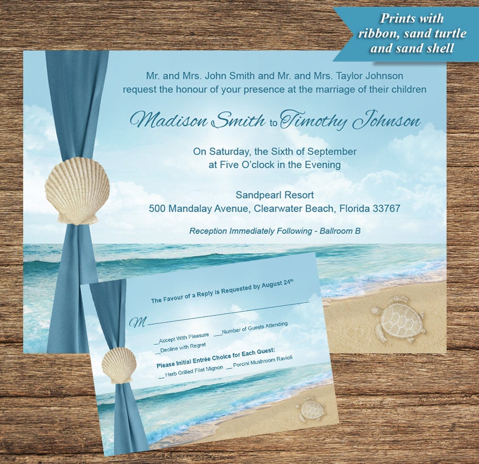 Beach Invitation and Respond Card Bch-06-inv-rc-digital Download - Etsy