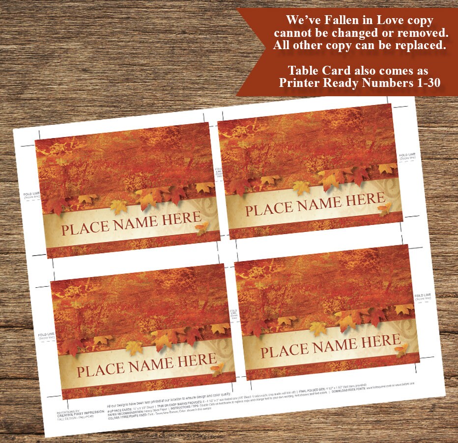 Fall-05-digital Download Fall Table Numbers and Place Cards - Etsy