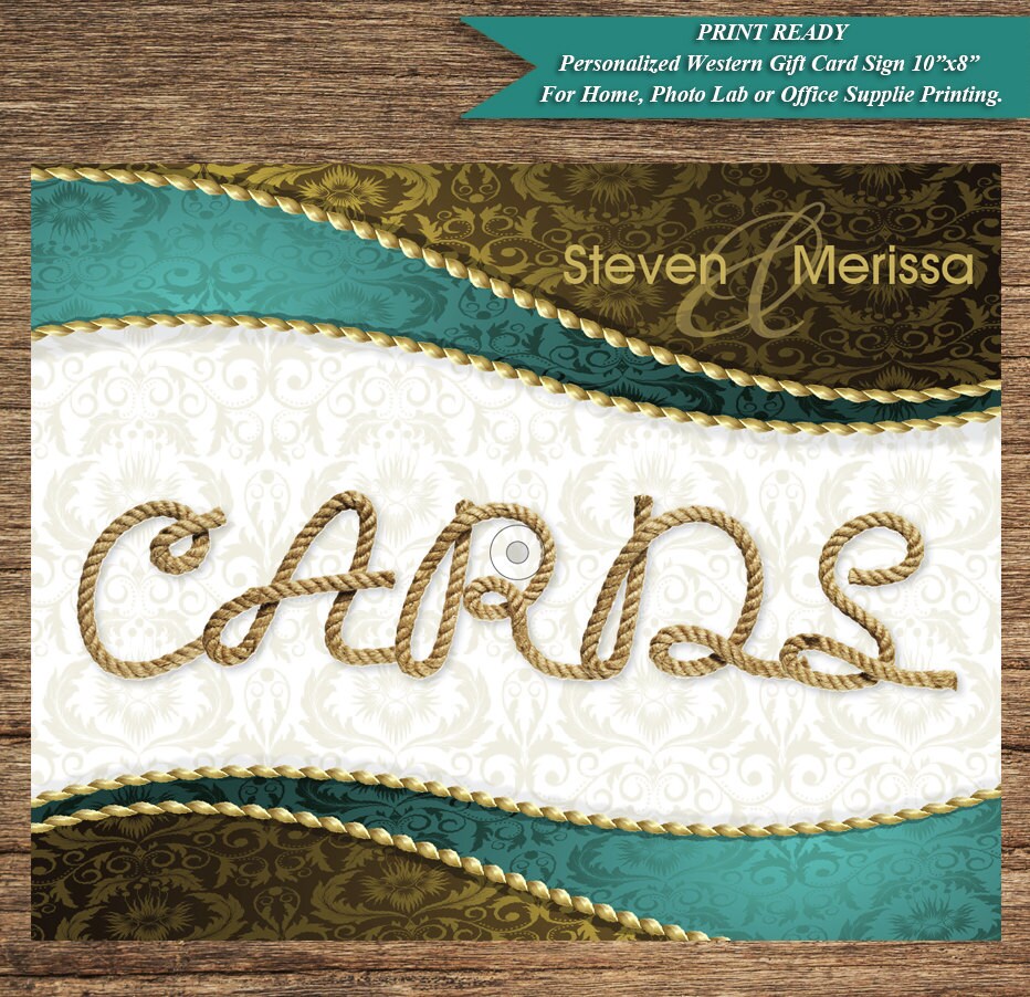 Western Country Gift Card Sign West-01-gcs-digital - Etsy