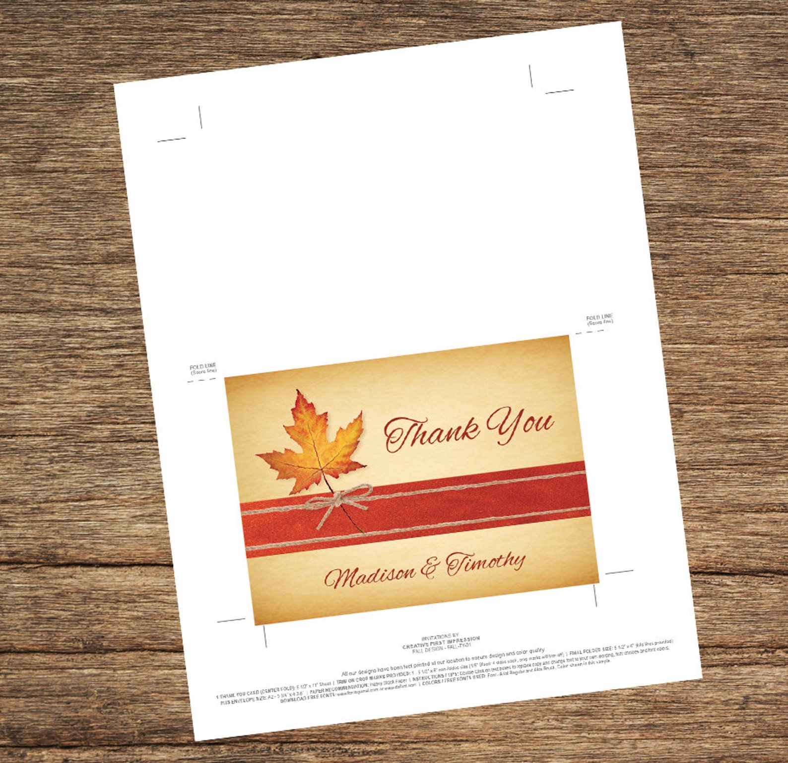 Fall Thank You Card Fall-01-ty-digital Download - Etsy