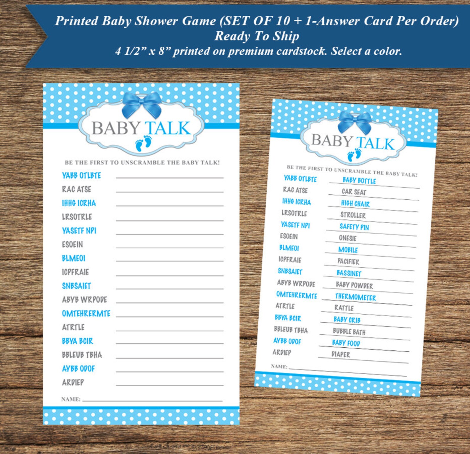 Printed Baby Talk Scramble Baby Shower Game BAB_09_BTG - Ready to Ship ...