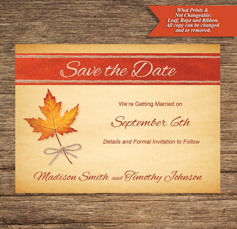 FALL-01-STD Fall Save the Date -digital Download - Etsy