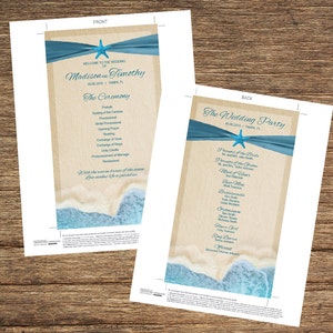 Beach Wedding Program Bch-01-wp-digital Download - Etsy