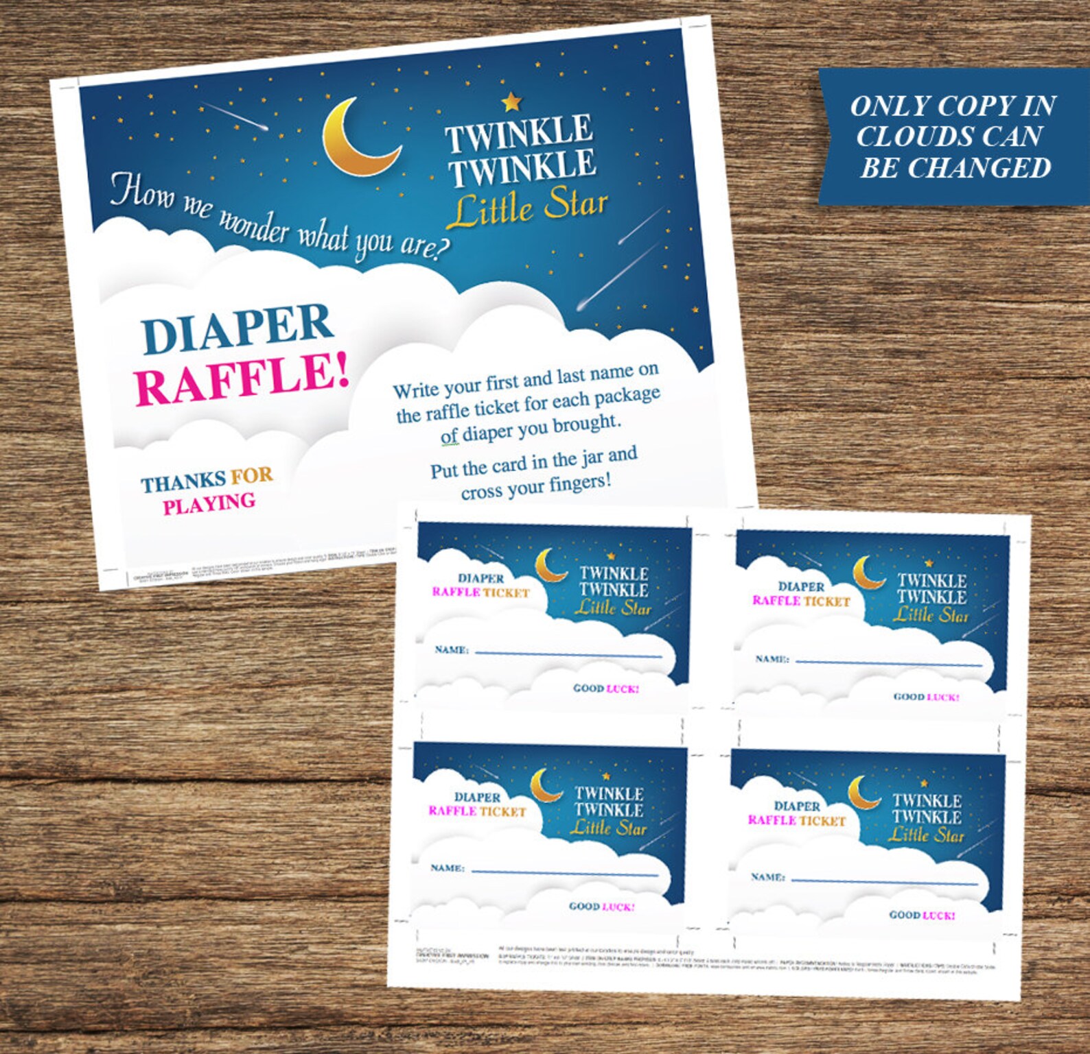 Gender Reveal Raffle Sign and Raffle Tickets Twinkle Twinkle Little ...
