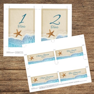 Beach Table Number and Place Cards Bch-02-tn-pc-digital Download - Etsy