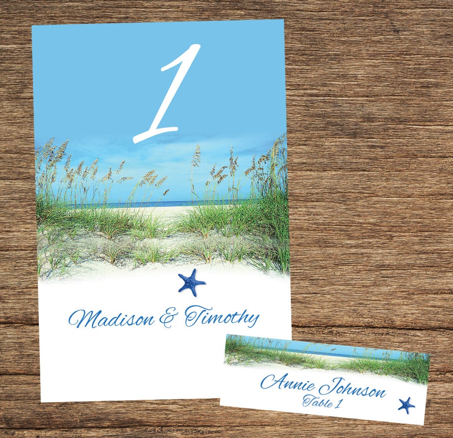 Bch-25-beach Ocean Table Numbers and Place Cards Digital Download - Etsy