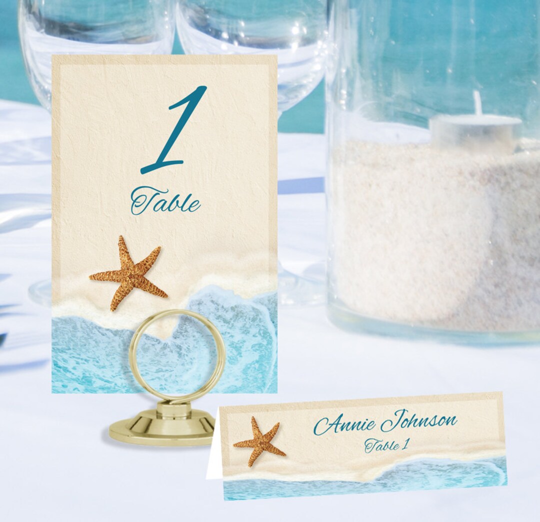 Beach Table Number and Place Cards Bch-02-tn-pc-digital Download - Etsy