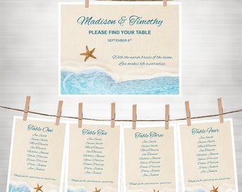 Beach Wedding/party Seating Chart Bch-20-spc-digital Download | Etsy
