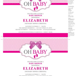 Girl Baby Shower Invitation-front and Back Digital Download - Etsy
