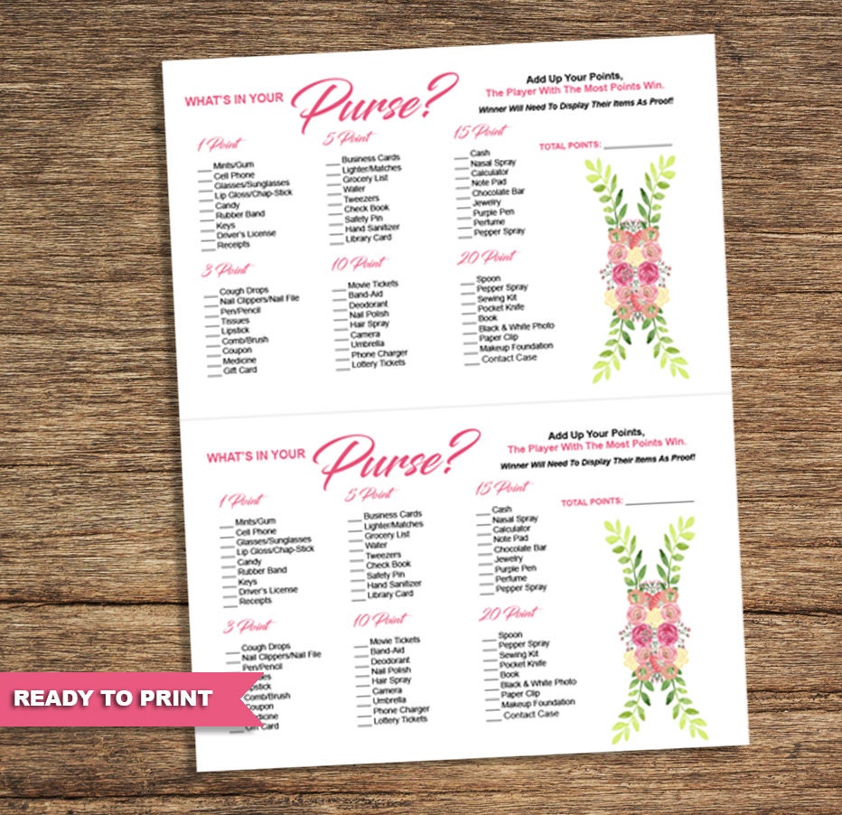 Pink Wild Flowers Rustic Bridal Shower Games Flw-06-bsg-digital ...