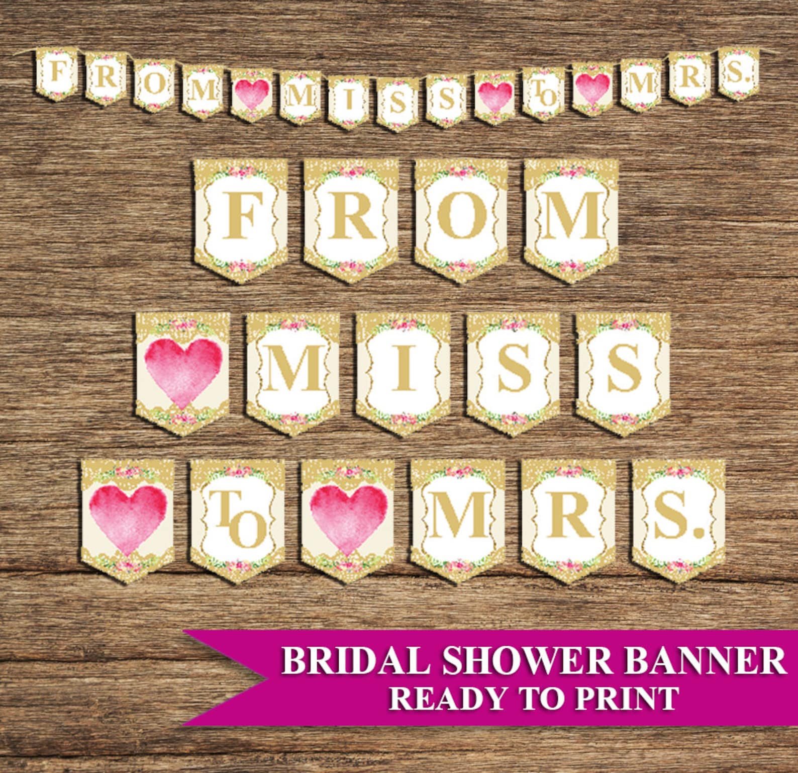 Bridal Shower Banner Decorations Ready to Print Flw-06-bb-bridalbanner ...