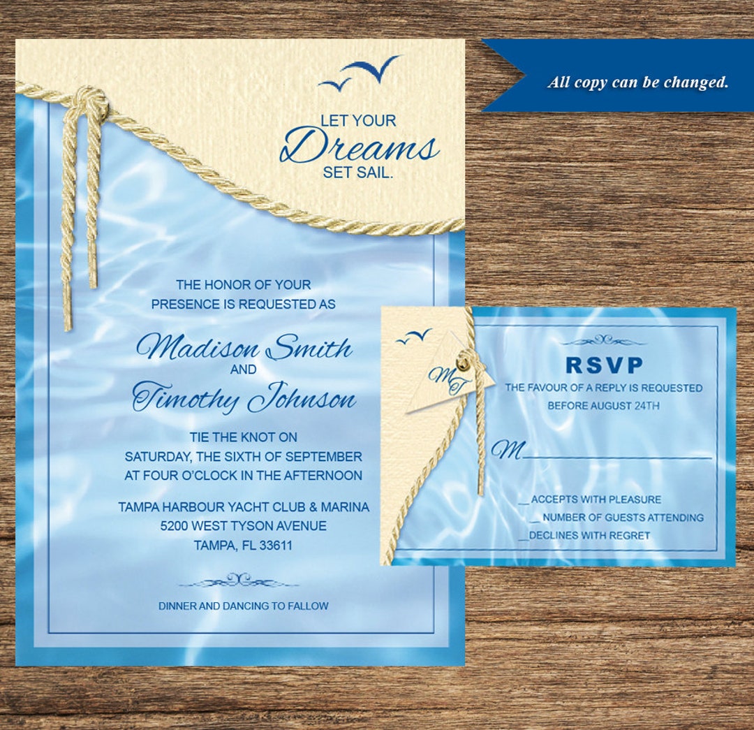 Nautical Invitation and Respond Card Bot-02-inv-rc-digital Download - Etsy