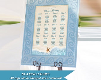 Beach Wedding/party Seating Chart Bch-20-spc-digital Download | Etsy