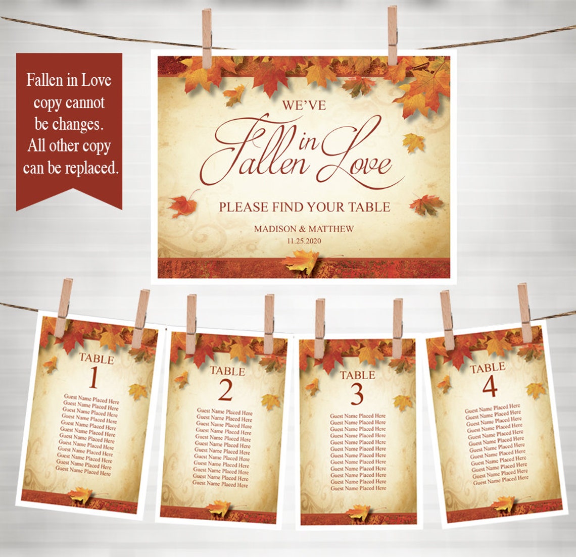 Fall-05-tcs-tcn-digital Download Fall Wedding/party Seating Chart - Etsy