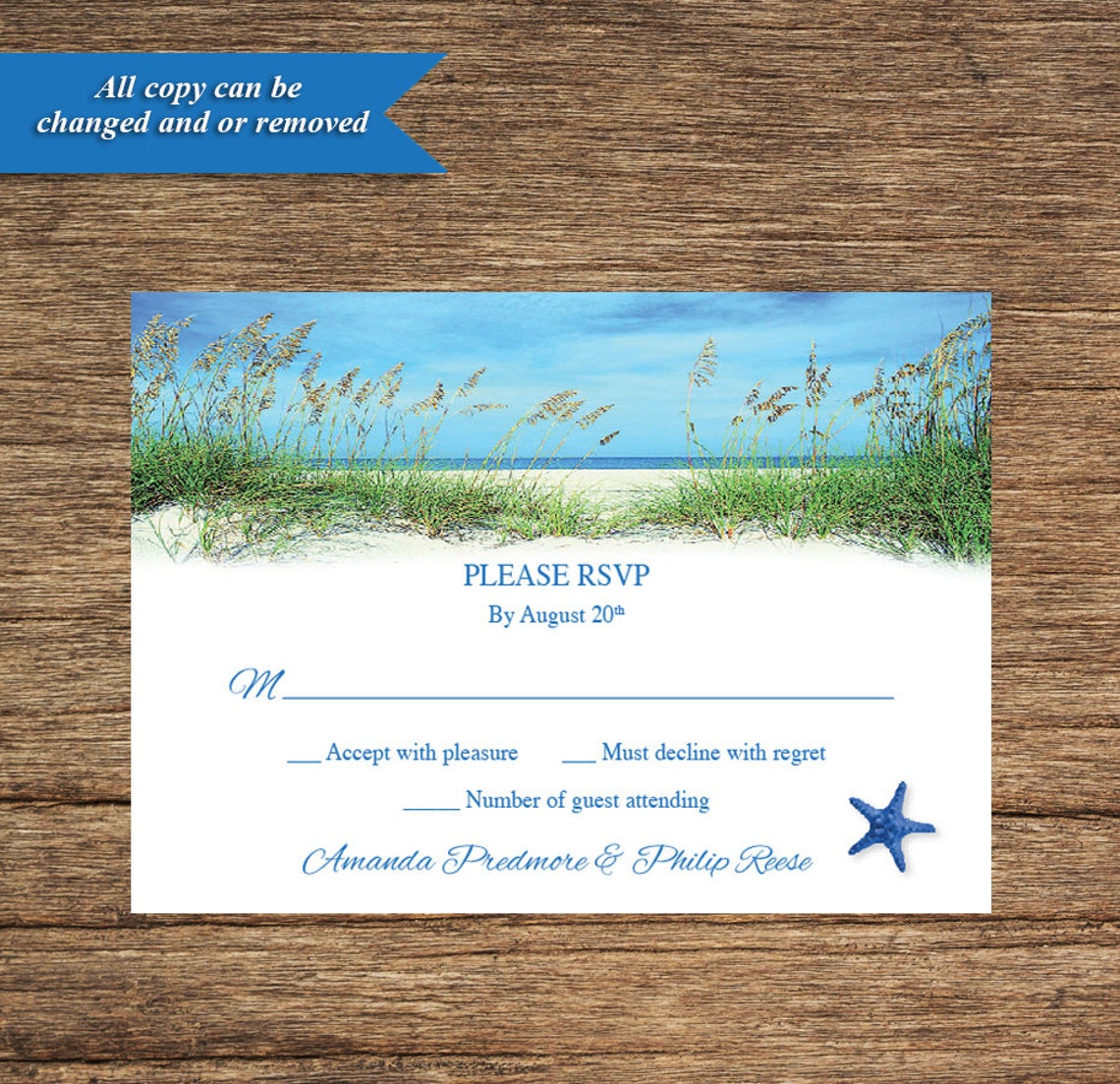 Beach Ocean Invitation and Respond Card Bch-25-inv-rc-digital Download ...