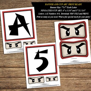 Kids Birthday NINJA Banner Decorations Ready to Print Kb-12-njb-digital ...