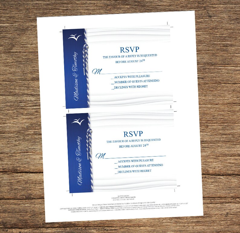Bot-08-inv-rc-digital Download Nautical Invitation and Respond Card - Etsy