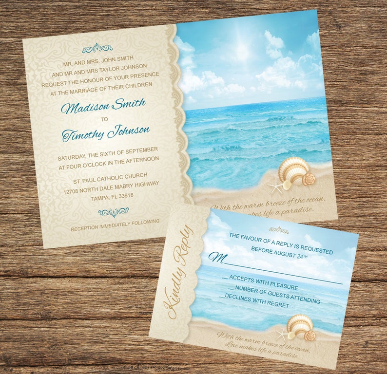 Beach Invitation and Respond Card Bch-05-inv-rc-digital Download - Etsy