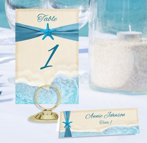Beach Table Number and Place Cards Bch-01-tnpc-digital - Etsy