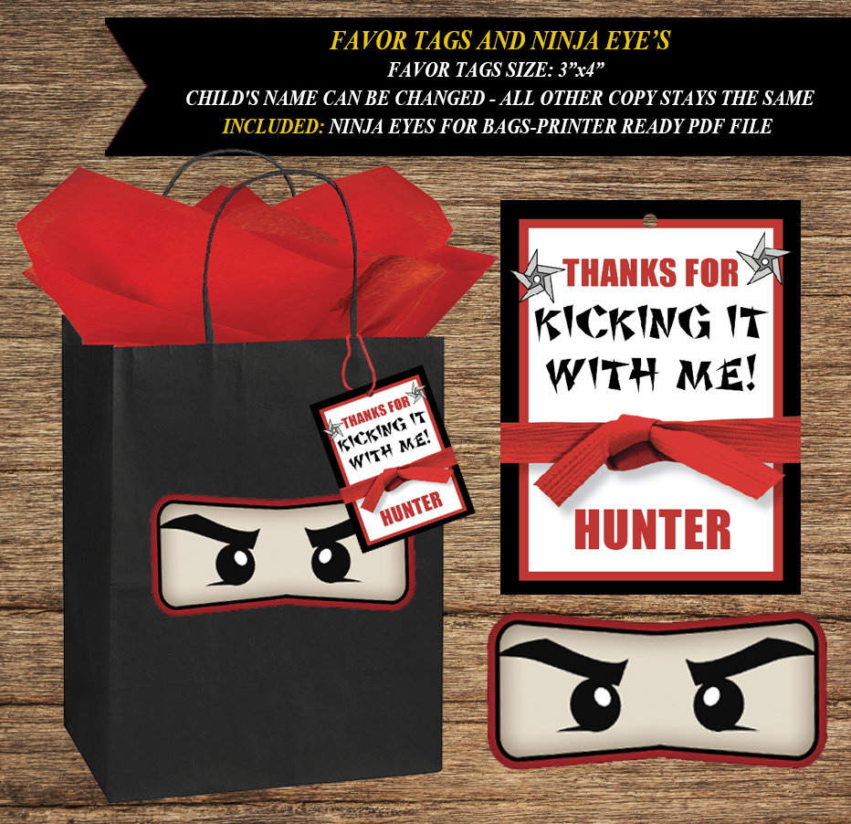 Kb-12-ft-digital Download Ninja Favor Card Tags - Etsy Canada