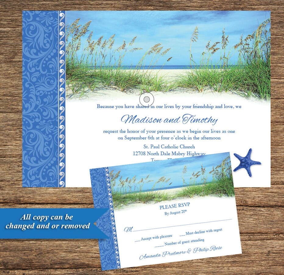 Beach Invitation and Respond Card Bch-07-inv-rc-digital Download - Etsy